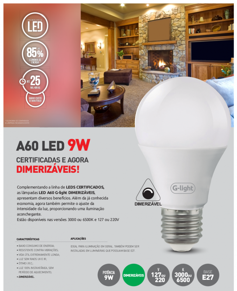 Lâmpada A60 LED Dimerizável - Adantas Comercial | Materiais Elétricos ...